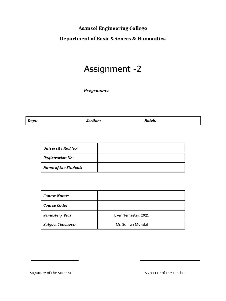 Asansol Engineering College Assignment 2 | PDF
