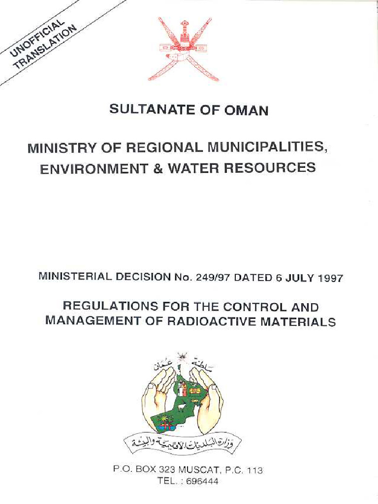 MD 249-97-Control and Management of Radioactive Materials | PDF