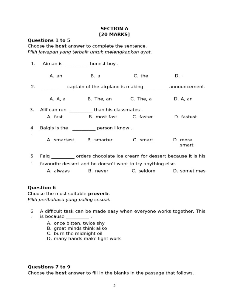 Mid Year - Pemahaman Year 5 | PDF