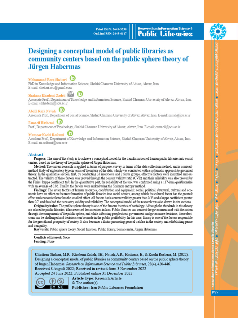 Designing A Conceptual Model of Public Libraries As Community Centers ...