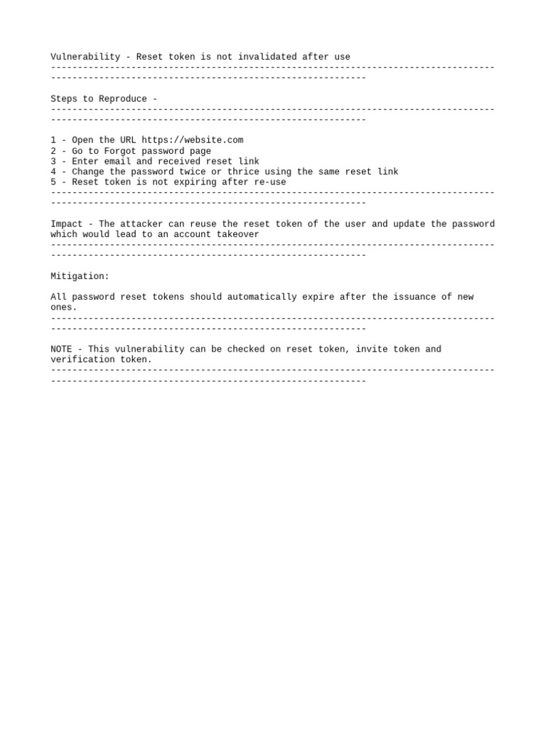 Token Is Invalidated After Use | PDF