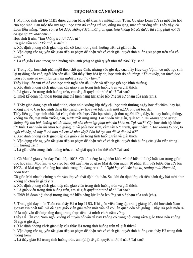 Tình huống cá nhân GTSP | PDF