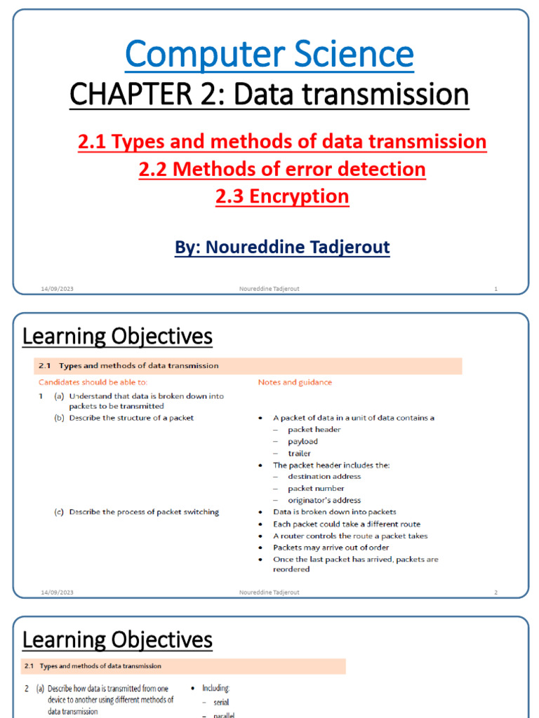 Chapter 2 Data Transmission | PDF | Error Detection And Correction | Key (Cryptography)