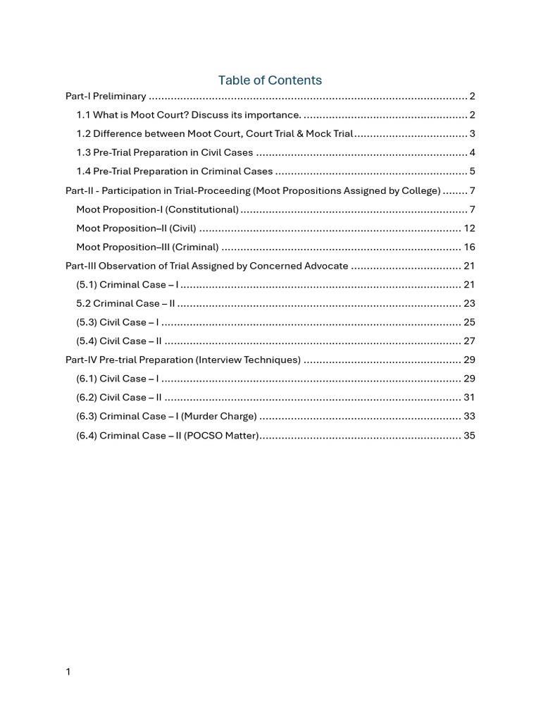 Moot Court Practical File Overview | PDF | Lawsuit | Trials