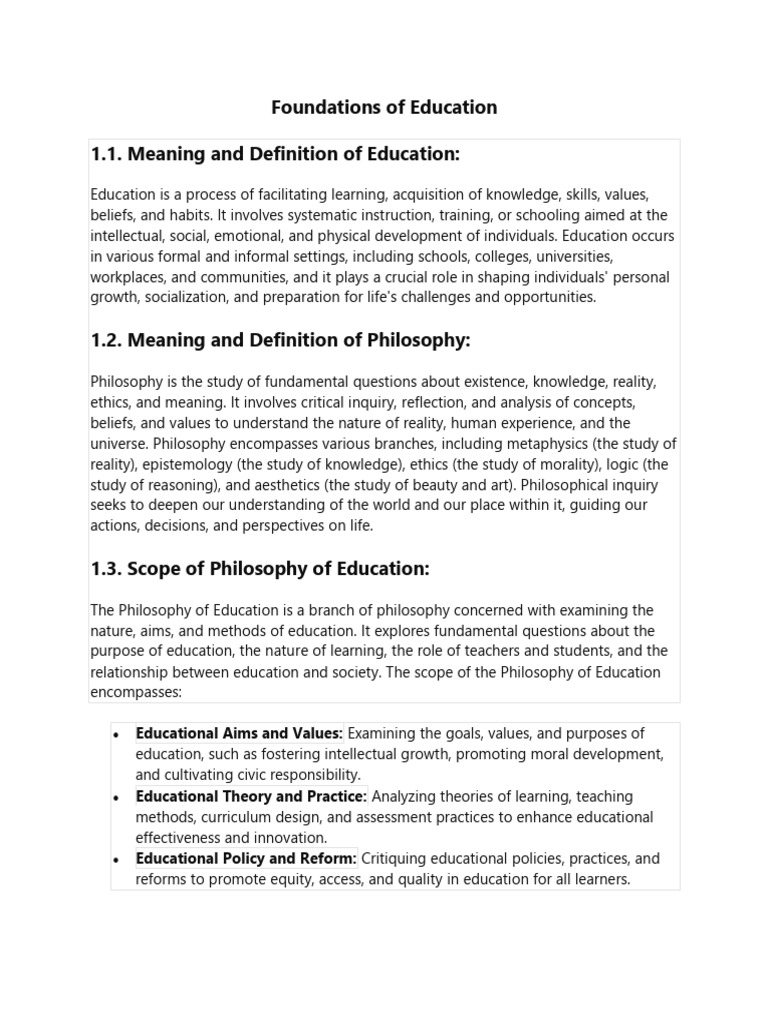 Foundations of Education | PDF | Philosophy Of Education | Epistemology