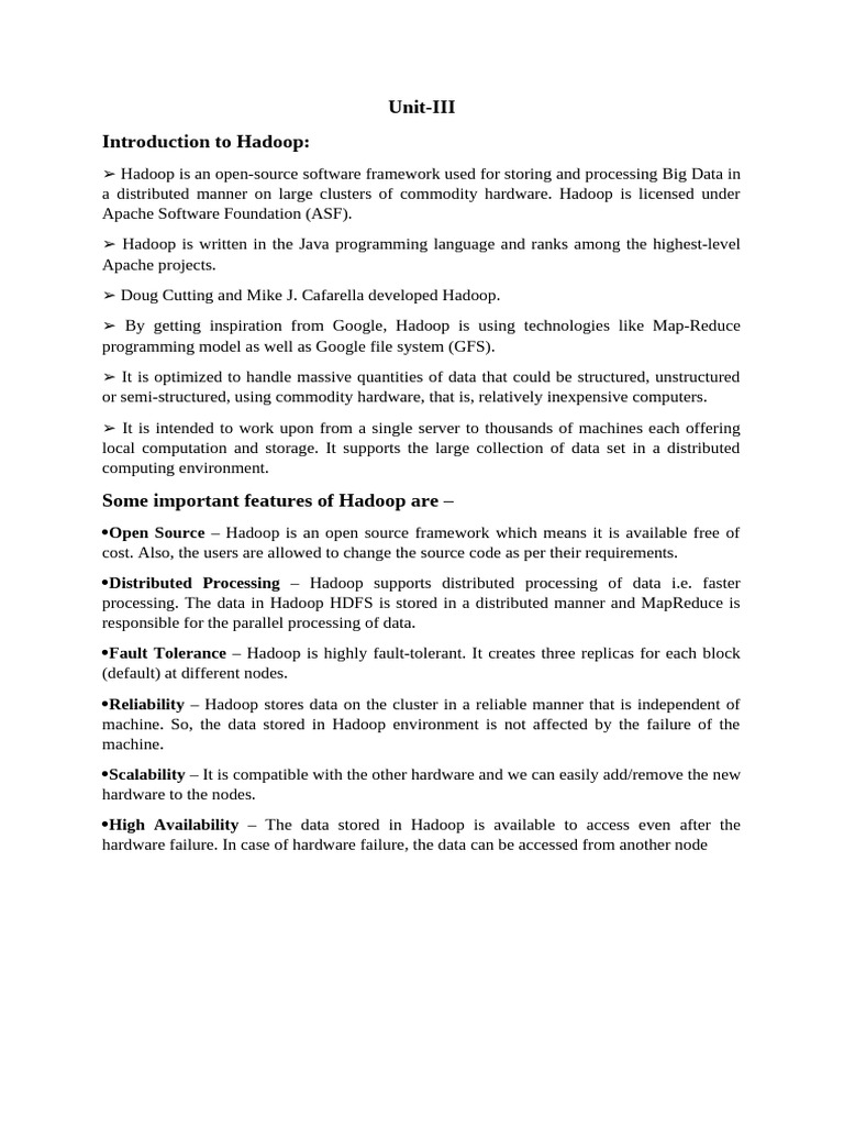 Unit-III (Big Data) Final | PDF | Apache Hadoop | Map Reduce