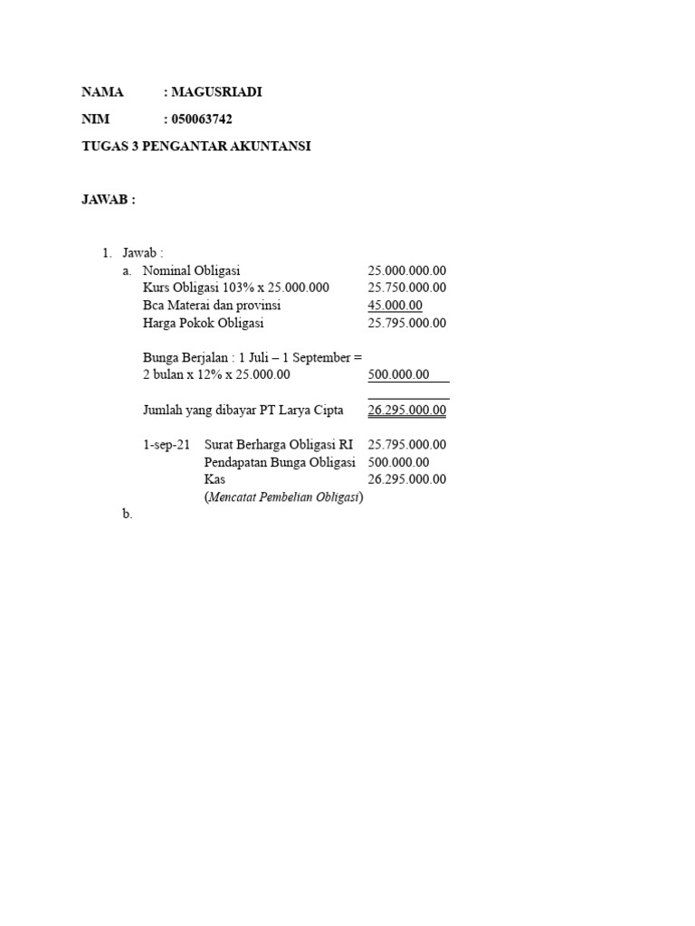 Tugas 3 Pengantar Akuntansi | PDF