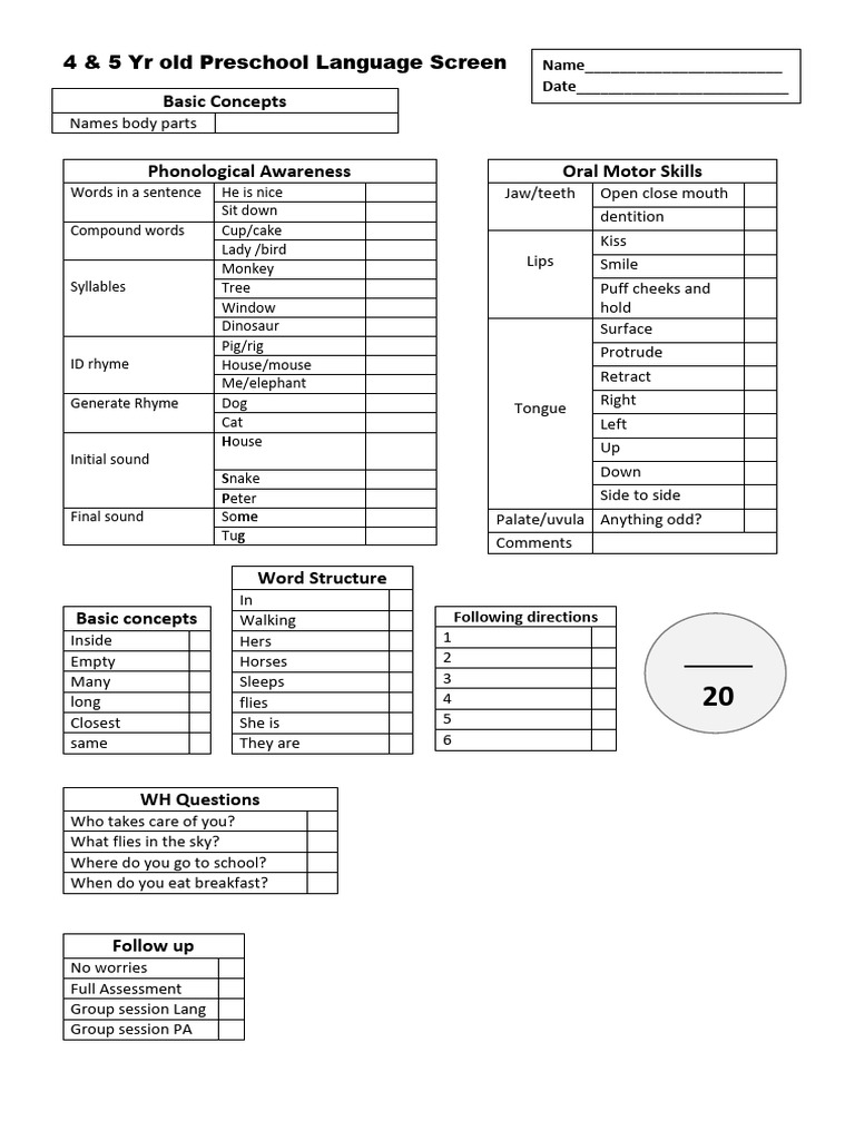 Preschool Language Screening Guide | PDF