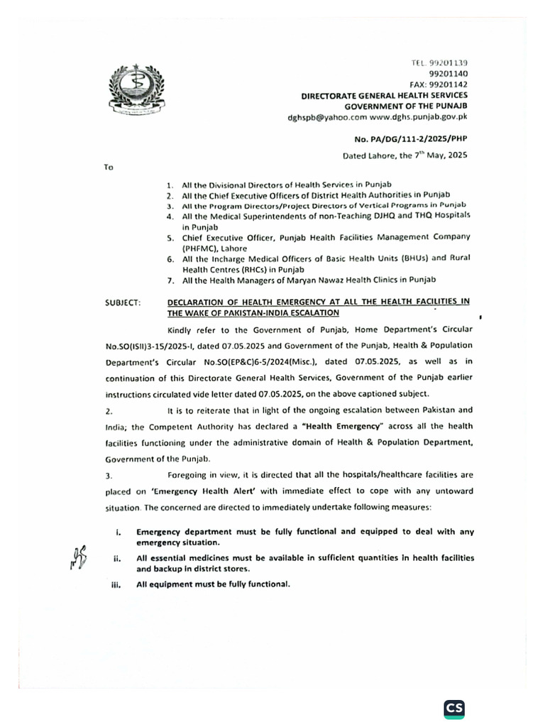 Declaration of Health Emergency | PDF