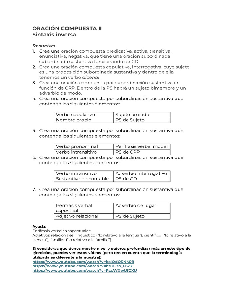 Oración Compuesta Ii | PDF