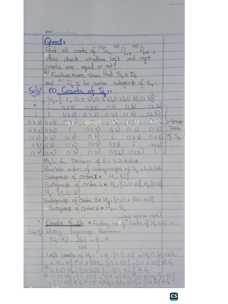 Algebra A3 Cosets Lagrange | PDF