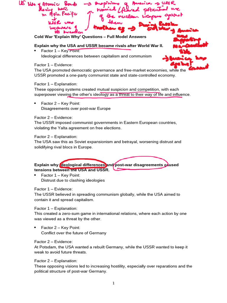 Cold_War_Model_Answers_ | PDF | Containment | Soviet Union
