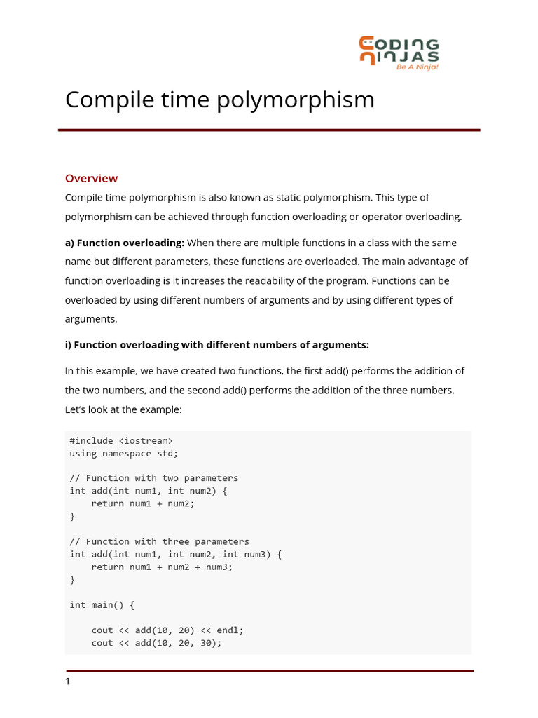 Gp Cpp Oops Compile Time Polymorphism Pdf Parameter Computer