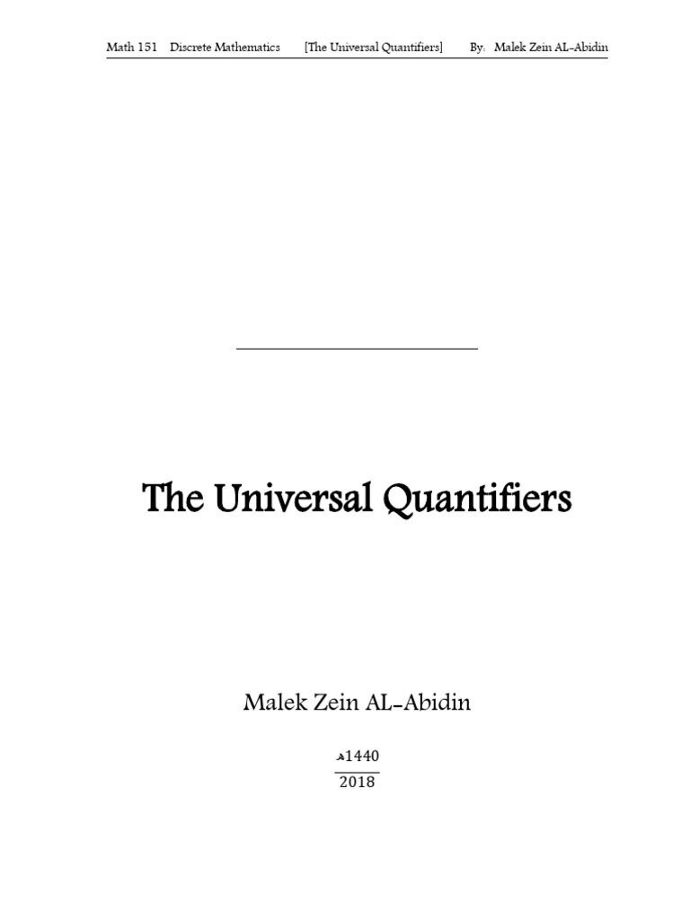 2the Universal Quantifier 0 | PDF | Mathematics | Mathematical Logic