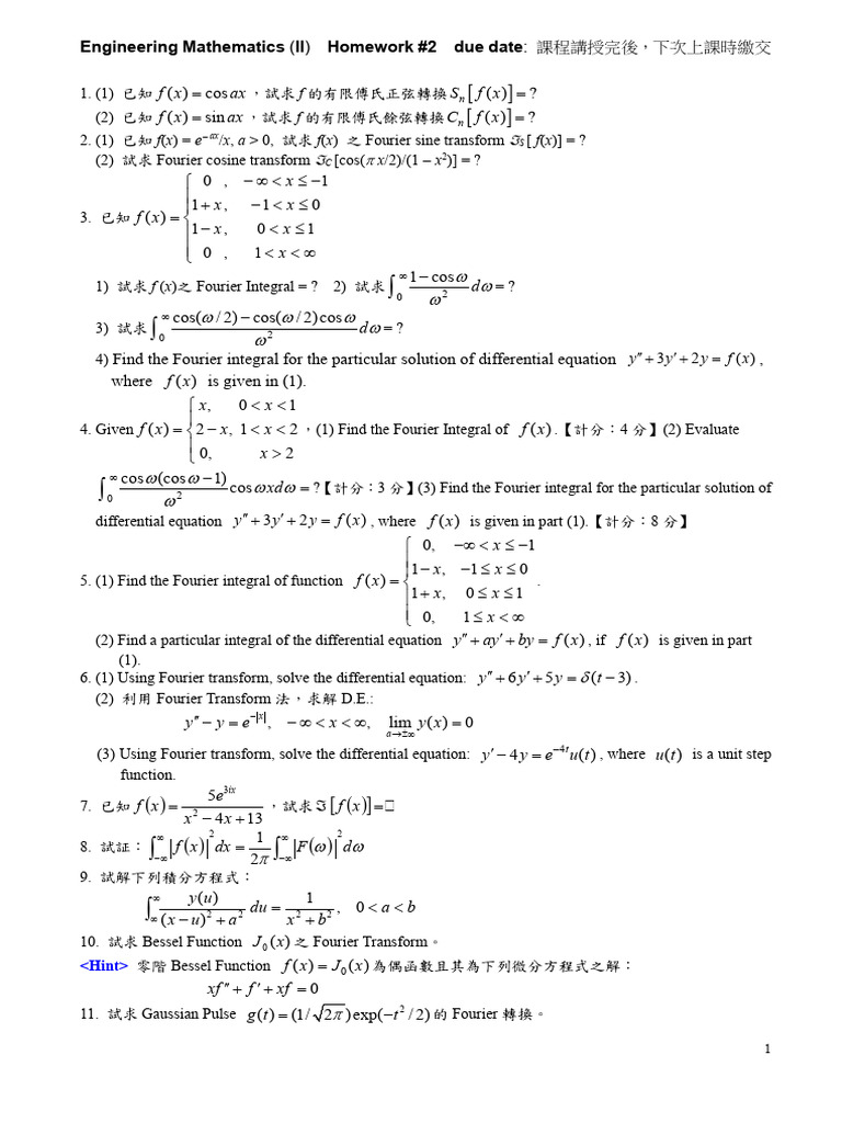 Fourier Transforms in Engineering Math | PDF | Fourier Series ...
