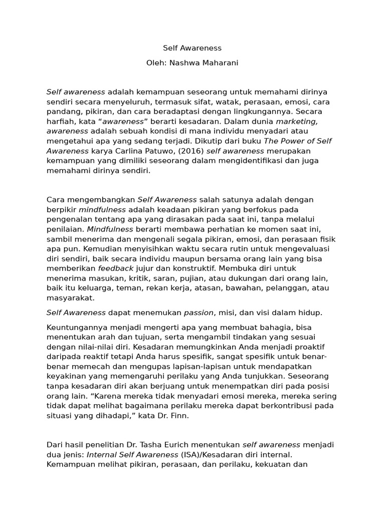 Self Awareness | PDF