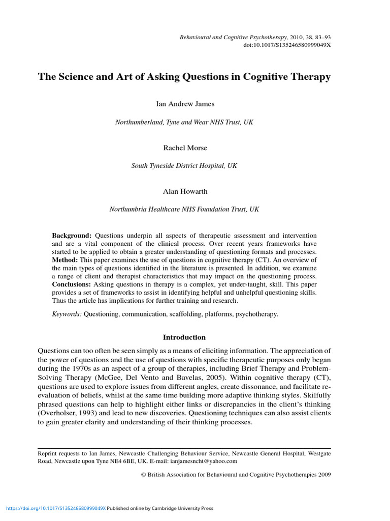 science_and_art_of_asking_questions_in_cognitive_therapy | PDF ...