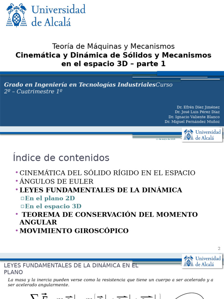 T11 - Cinemática y Dinámica de Sólidos y Mecanismos en El Espacio 3D - Parte 2 - V2 | PDF ...