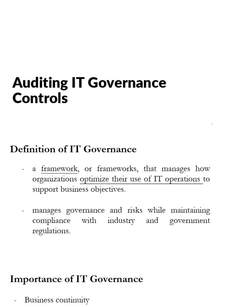 IT Governance Audit Framework Guide | PDF | Backup | Computer File