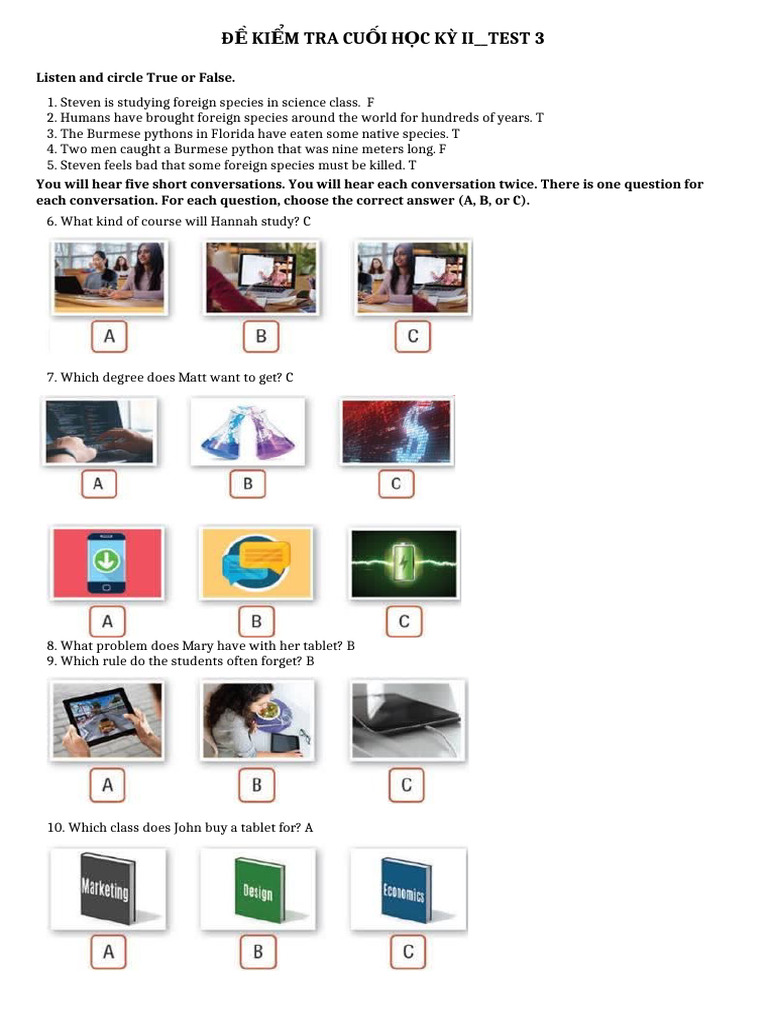 ĐỀ 3 - Cuoi-HK2-Anh11-2 (3-5) - Key | PDF | Public Speaking | Adolescence