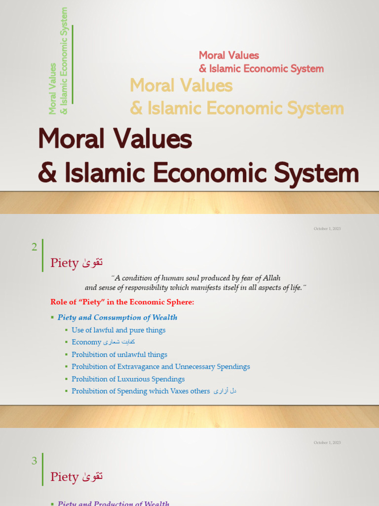 Moral Values & Islamic Economic System | PDF | Economics | Justice