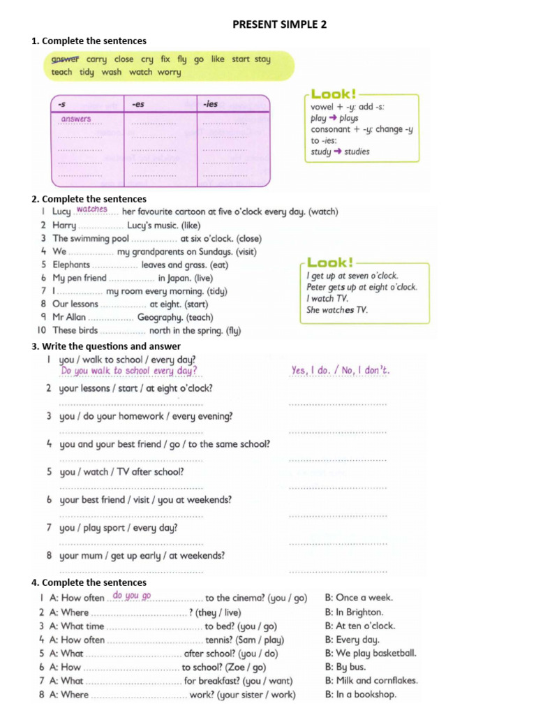 Present Simple 2 | PDF