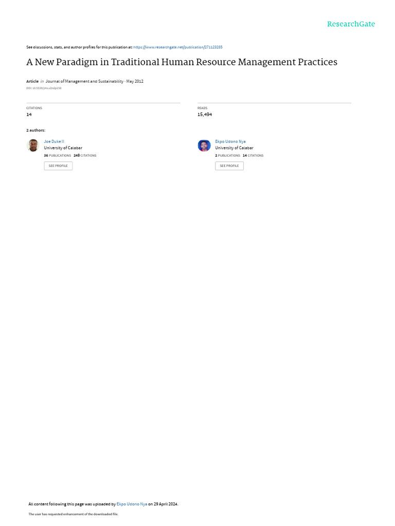 A New Paradigm in Traditional Human Resource Manag | PDF | Human ...