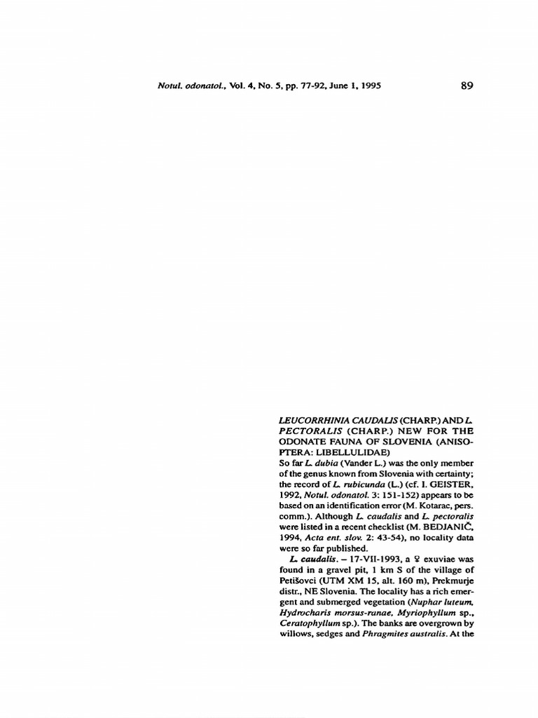 Bedjanič - 1995 - Leucorrhinia Caudalis and Leucorrhinia Pectoralis New ...