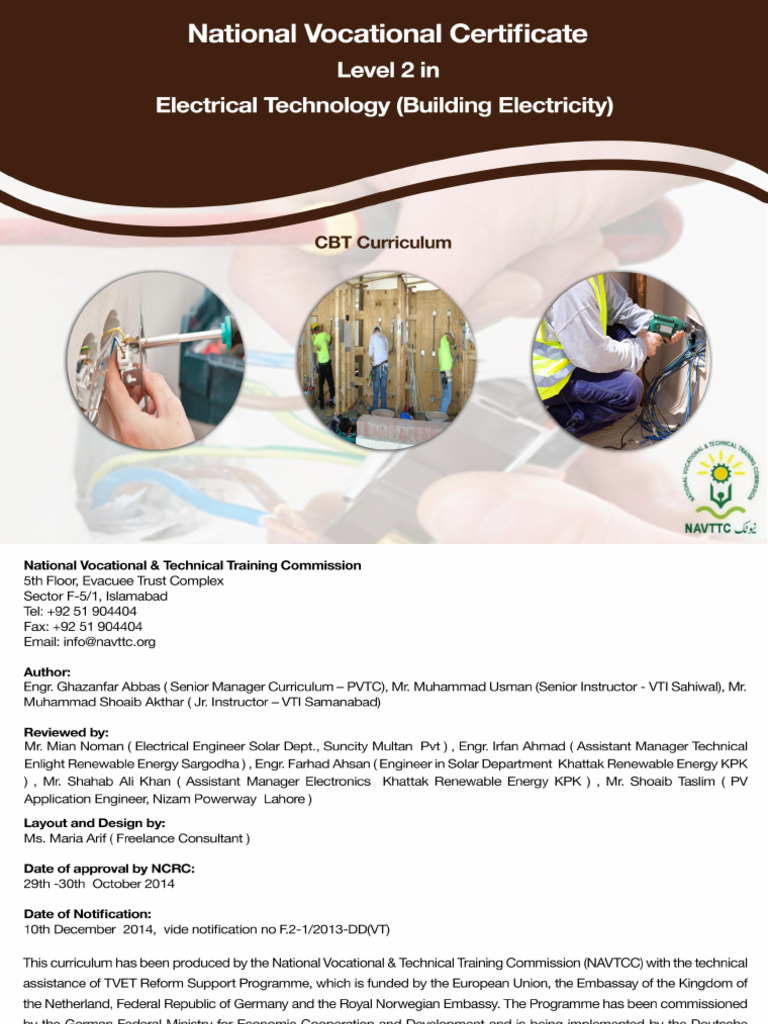 Curriculum For Building Electrician (Assistant) - Level 2 | PDF | Ac ...