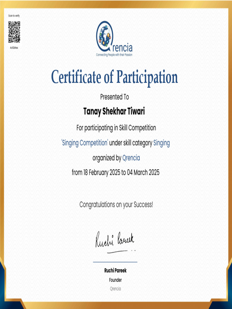 Singing Competition Certificate | PDF