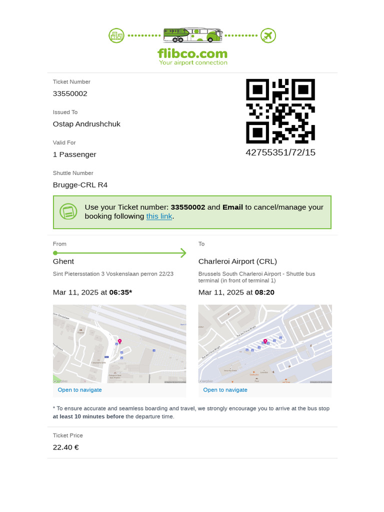 Use Your Ticket Number: and To Cancel/manage Your Booking Following | PDF