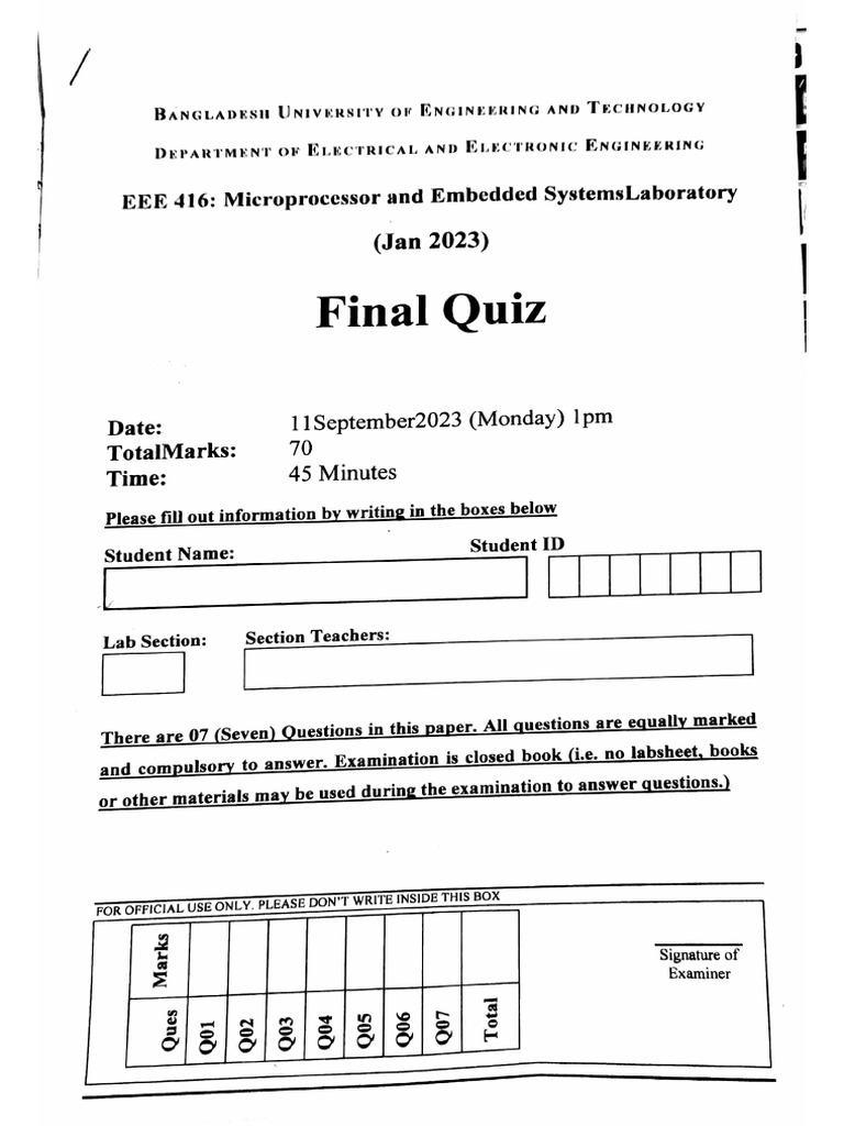 Micro-Lab-Quiz-Ques-18Batch | PDF
