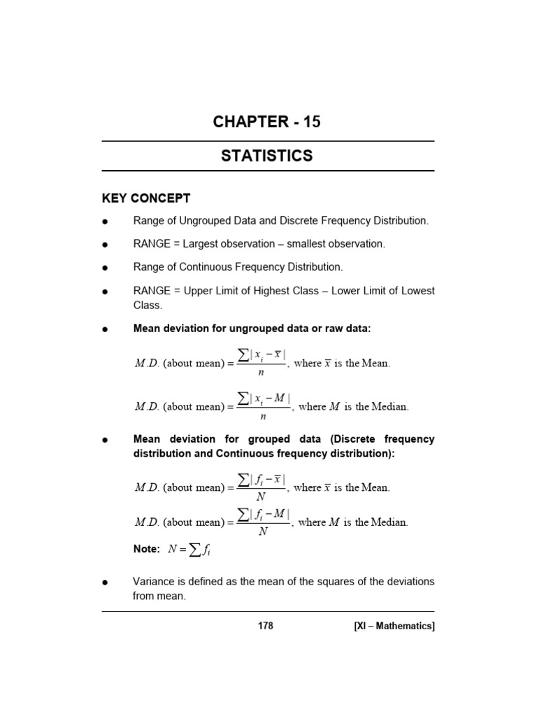 11-Maths-Statistics-Notes-Assignments | PDF | Variance | Coefficient Of ...