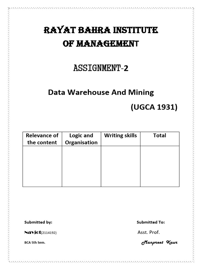 Data Warehouse Front Page | PDF