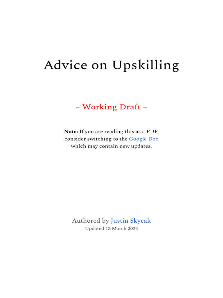 Advice On Upskilling | PDF | Mathematics | Behavior Modification