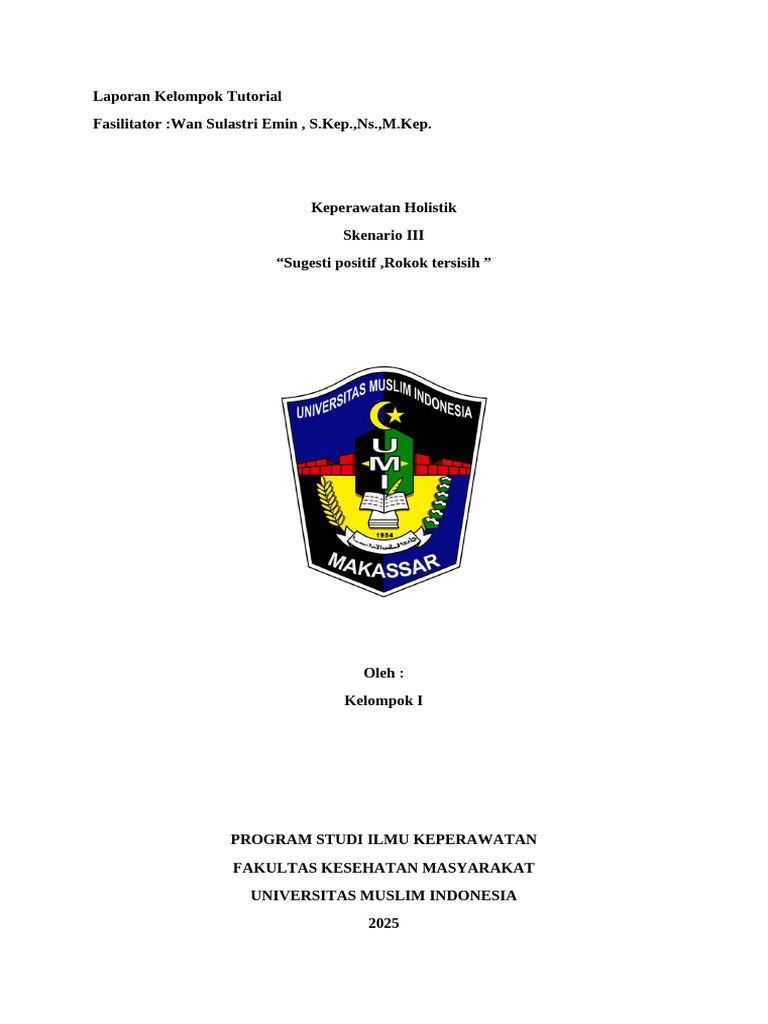 Laporan Kelompok Tutorial Holistik SK 3 | PDF