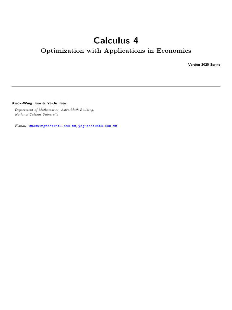 Calculus 4 Applications in Constrained Optimizations (202504) | PDF | Basis (Linear Algebra ...
