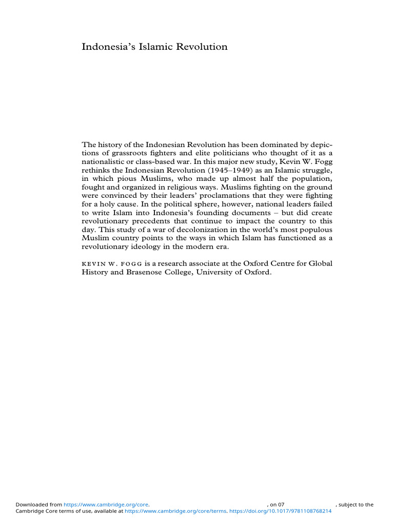 (Kevin W. Fogg) Indonesias Islamic Revolution | PDF