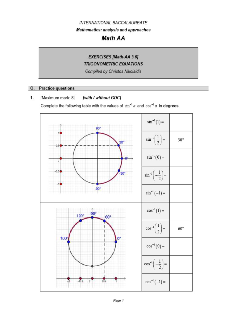 (Math-Aa 3.6) Trigonometric Equations | PDF | Trigonometric Functions | Functions And Mappings