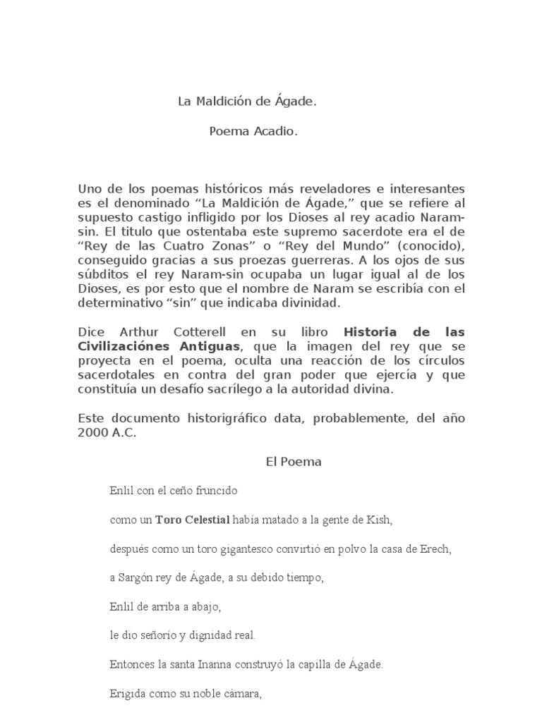 La Maldición de Agade | PDF | Religiones semíticas antiguas | Sumeria