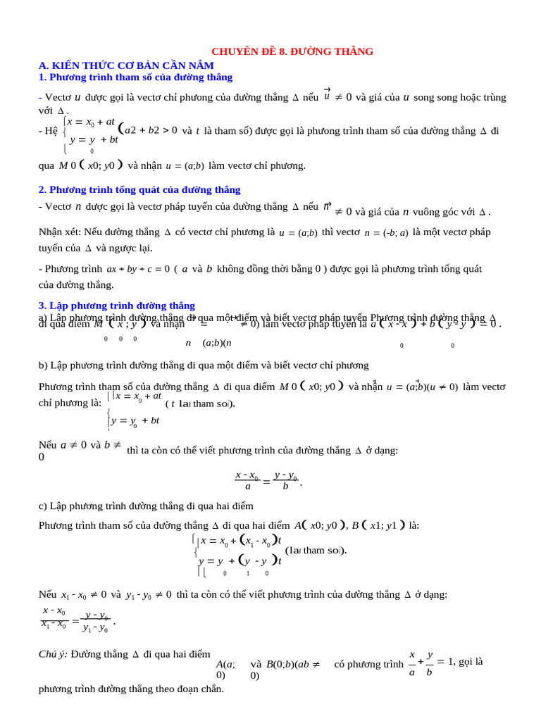 Chuyen de Toan Thuc Te Phuong Phap Toa Do Trong Mat Phang Mon Toan 10 | PDF