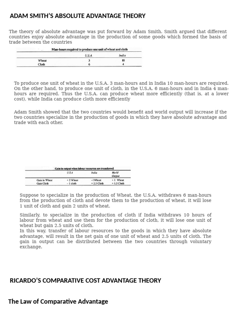 Absolute and Comparative Cost Advantage 1 | PDF | Comparative Advantage | Labour Economics