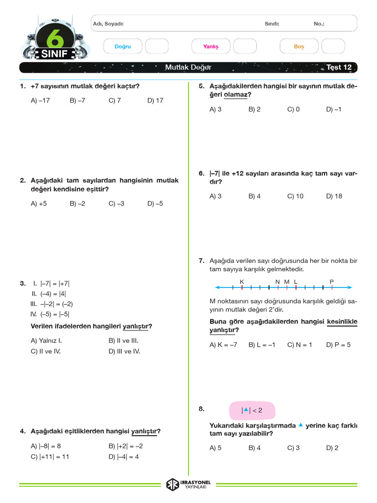 Mutlak Deger Test 12 | PDF