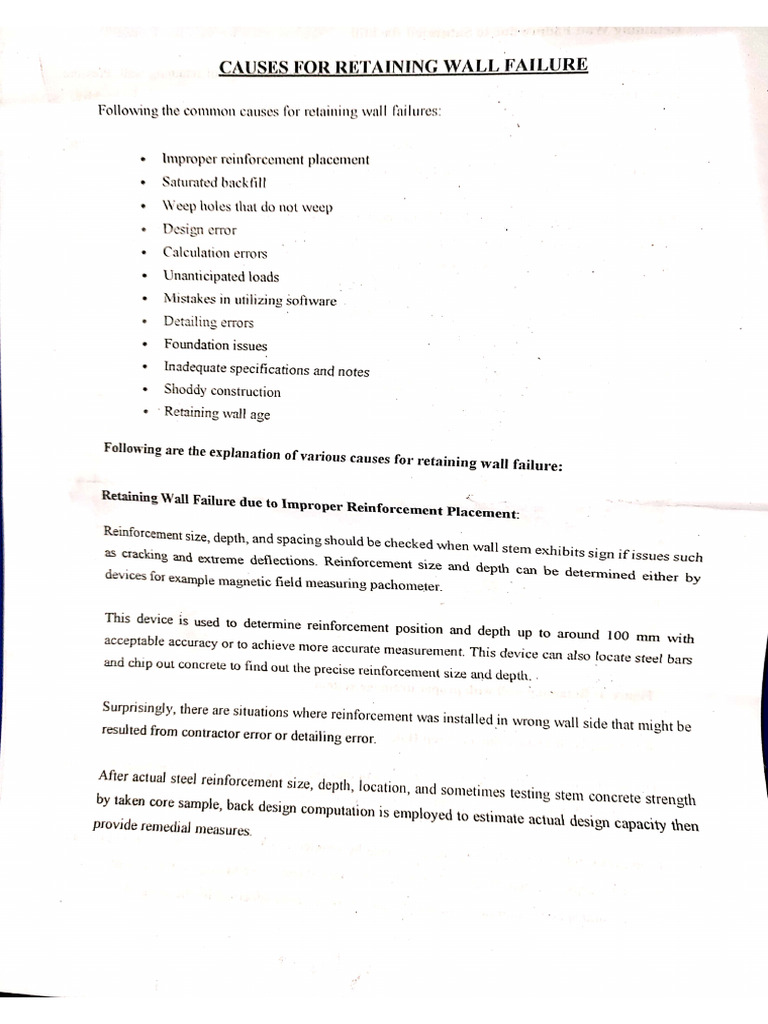 Retaining Wall Failure | PDF