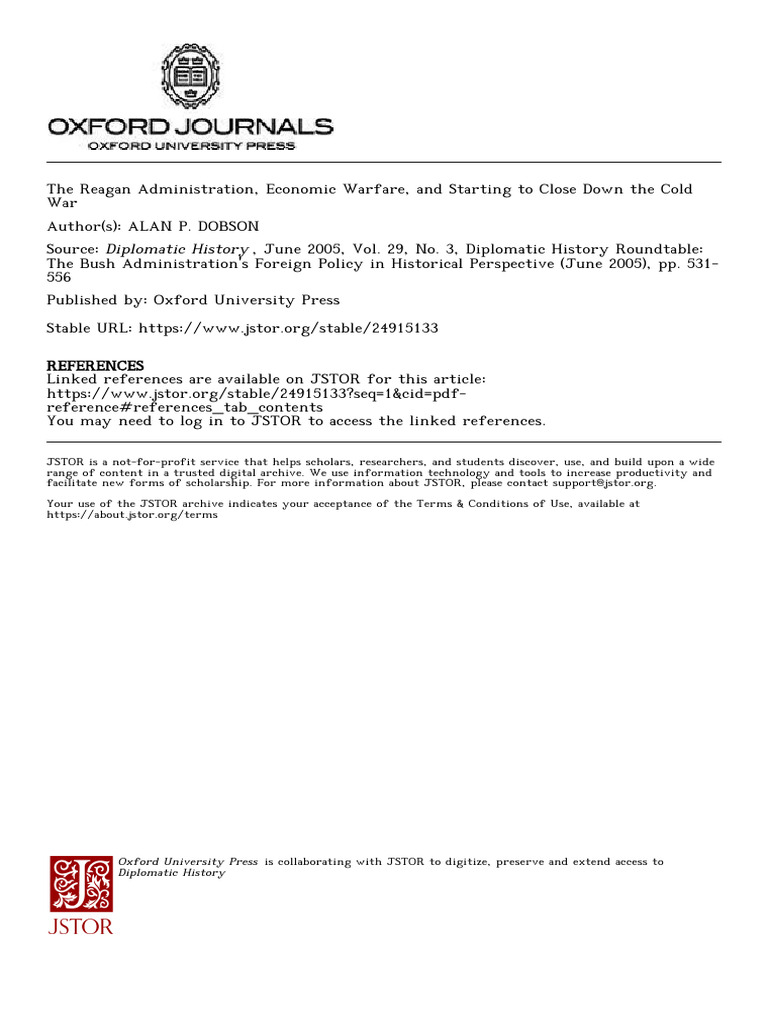 Dobson Alan - The Reagan Administration 2005 Jun | PDF | Cold War | Ronald Reagan