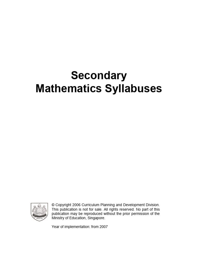 Secondary Mathematics Syllabus Overview | PDF | Numbers | Mathematics