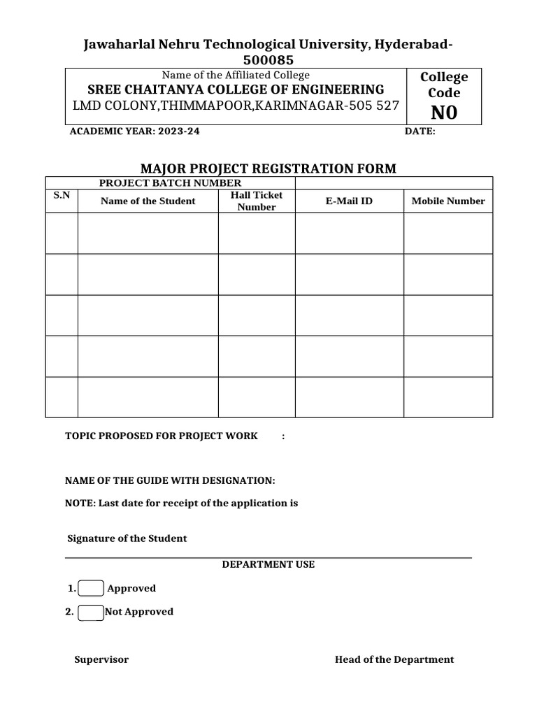 Project Reg Form | PDF