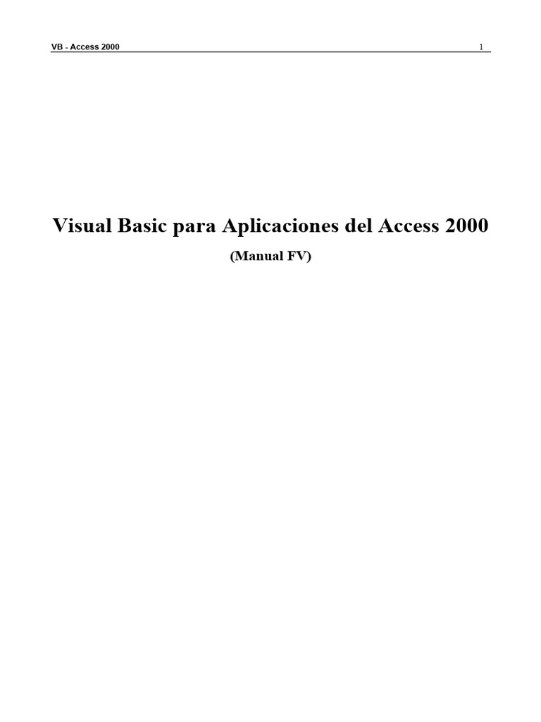 Manual VBA Access 2000 Completo | PDF | Ventana (informática) | Programación de computadoras