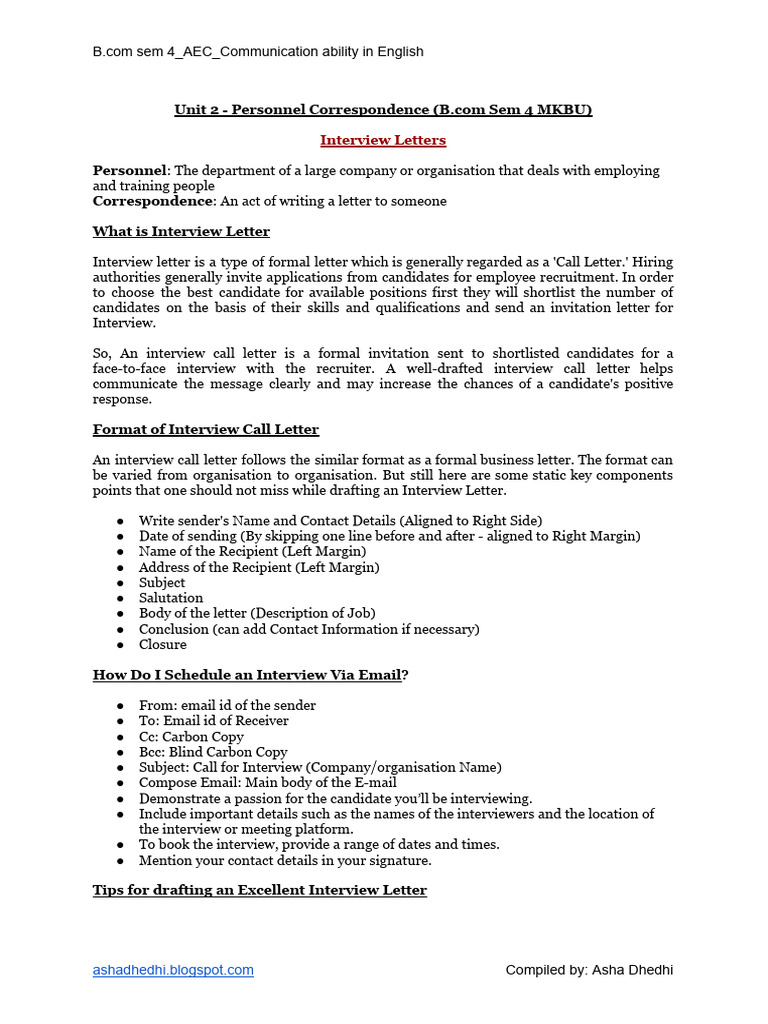 Unit 2 - Personal Correspondence (BC) | PDF | Salary | Employment