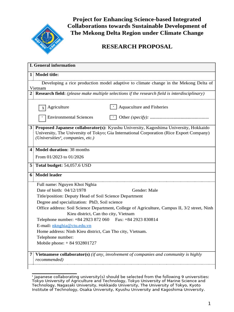 Form 1. Full proposal-Model 1. Rice production-Nghia Nguyen- final ...
